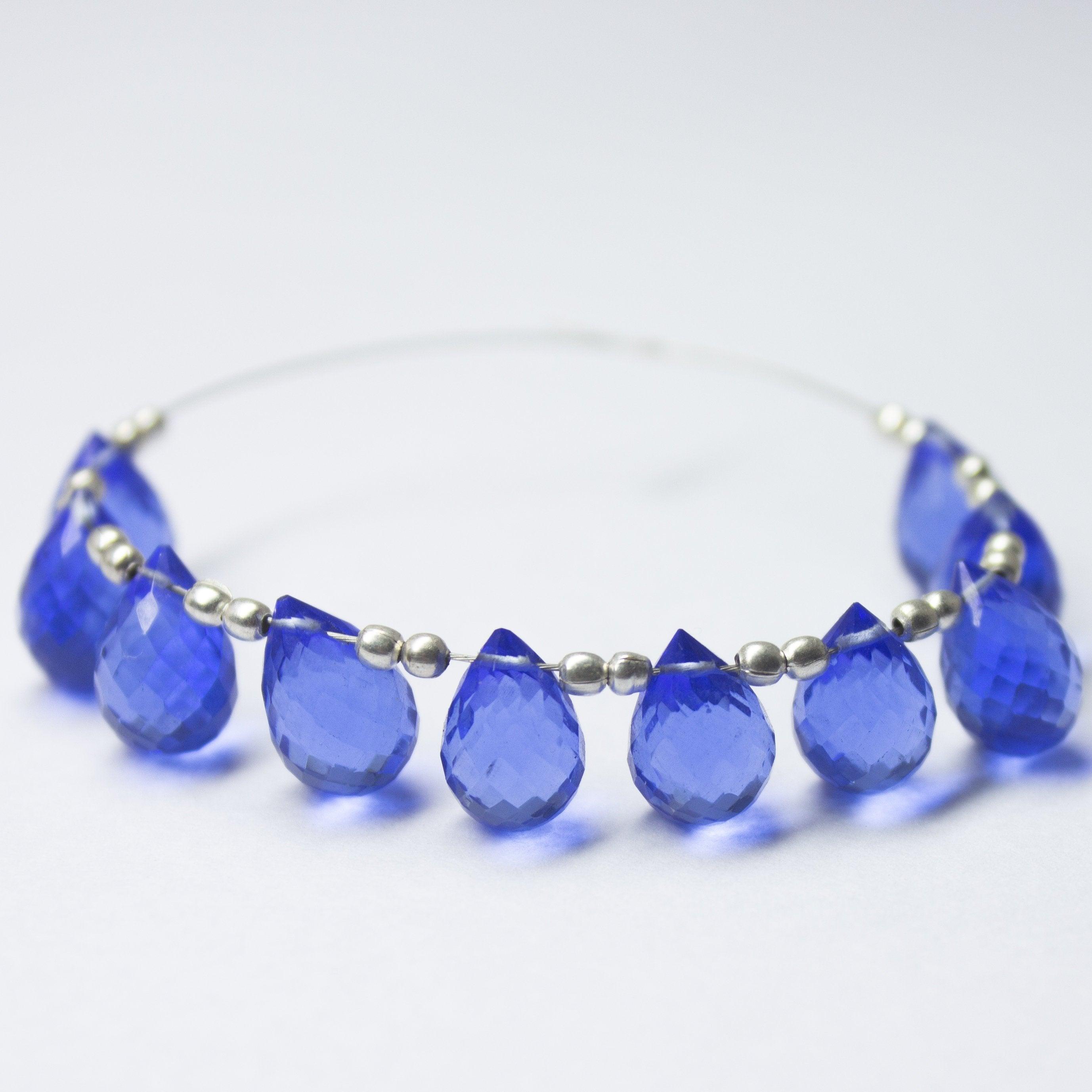 10mm Royal Blue Tanzanite Quartz Teardrop Beads