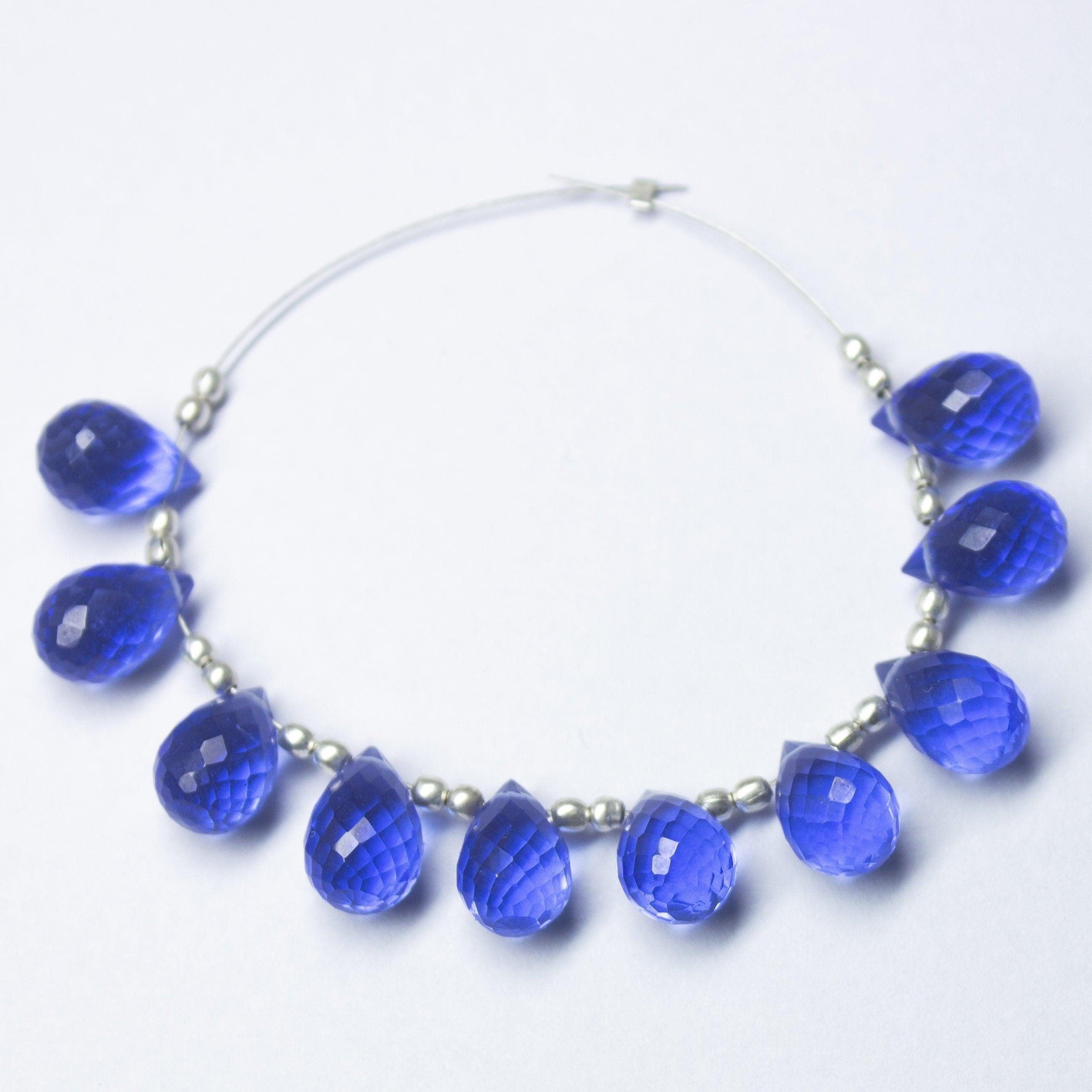 10mm Royal Blue Tanzanite Quartz Teardrop Beads